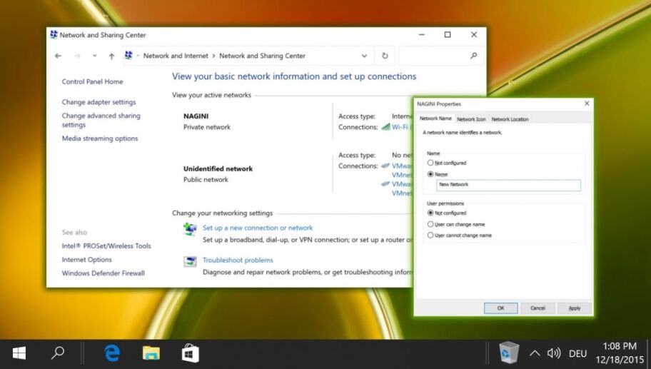 How to Change Network Names / Network Profiles in Windows 10 - WinBuzzer