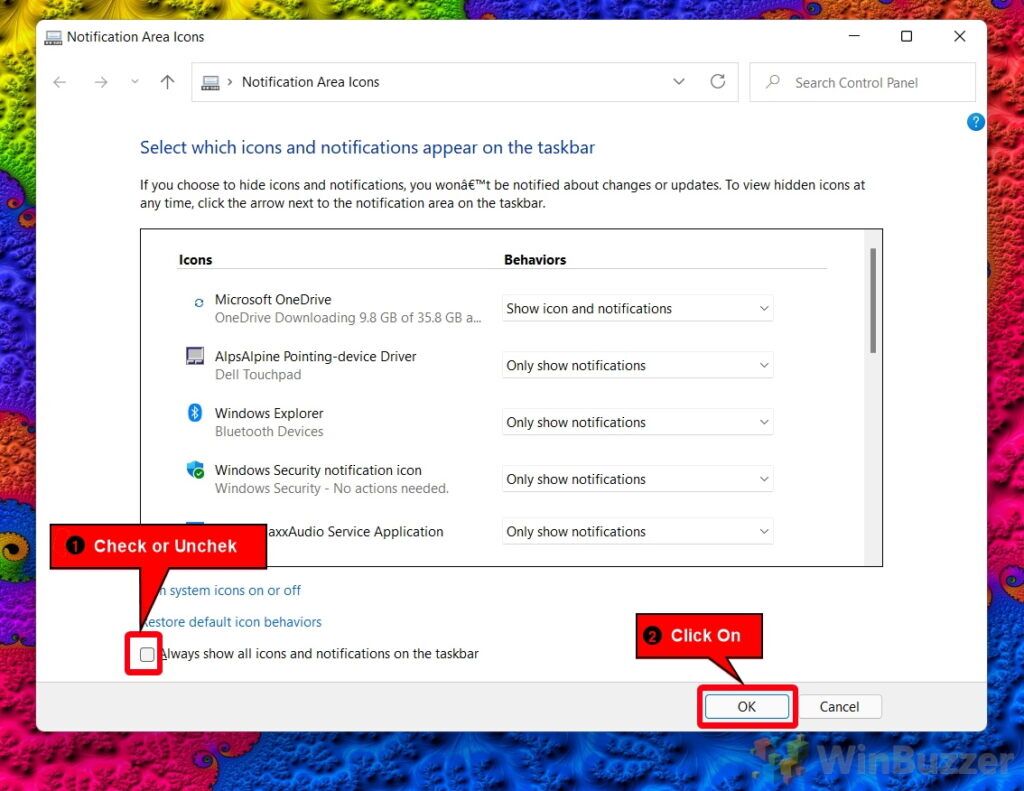 Windows 11: How to Hide or Show Icons in the Taskbar Corner Overflow Menu