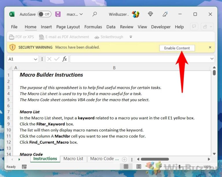 How to Enable Macros in Excel for Single or All Workbooks
